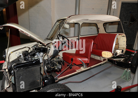Mini car cut in half at Enginuity Museum in Coalbrookdale, Shropshire ...