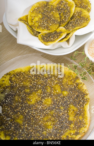 lebanese manouche or manoushe ,lebanese pizza with thyme and sesame ...