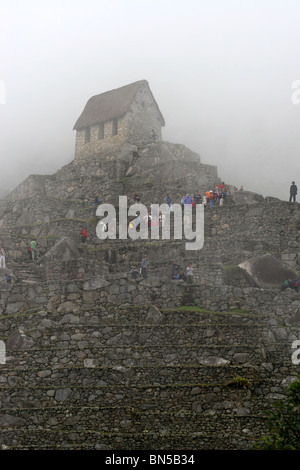 The Watchman's Hut at the top of the terraces at Machu Picchu, Peru ...