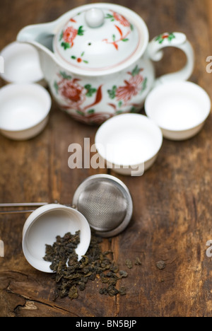 green chinese tea set Stock Photo - Alamy