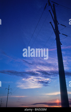 Late afternoon sky electric utility industrial power grid Stock Photo ...