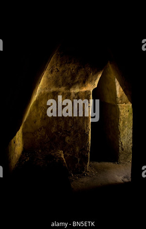 The entrance to the Labyrinth in Building 19 at the ancient Mayan city ...