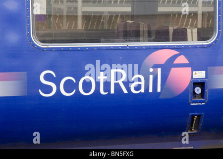 First Scotrail logo on diesel train at Oban railway station Argyll ...