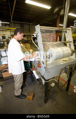 Inmate working in the license plate shop at the Nebraska State ...
