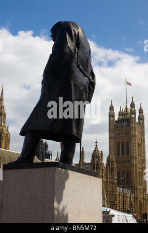 Bronze Winston Churchill statue standing in a park in Halifax, Nova ...