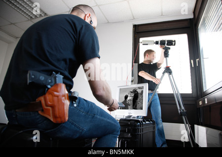 Special police unit for secret observation of criminal suspects. With ...