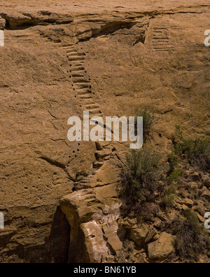 Steep ancient stone stairs carved into the rock by the Inca at Huayna ...