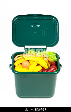 Food waste bin, cut out of brown recycling bin for food waste, UK Stock ...