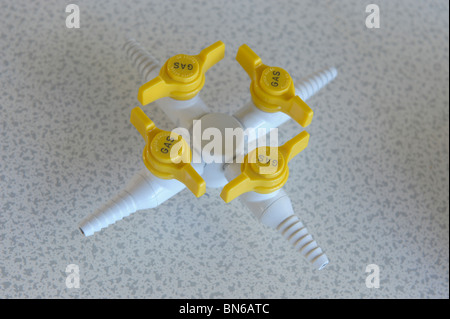 Science laboratory gas tap cluster Stock Photo - Alamy