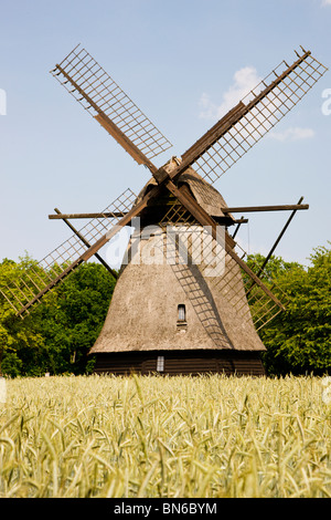 The old thatched Windmill at The Funen Village Stock Photo - Alamy