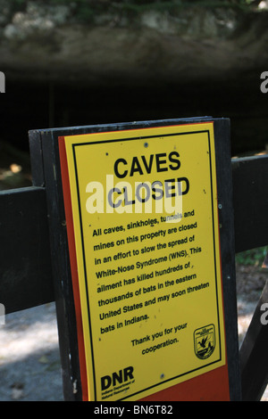 Cave closed sign to protect bats from white nose syndrome fungal ...