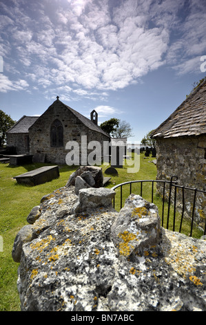St Baglan's Church, Llanfaglan, Gwynedd, north Wales, UK. 13c church ...