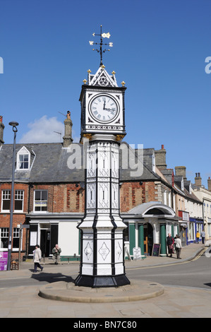 Clock Tower , Downham Market, Norfolk. This distinctive black and white ...