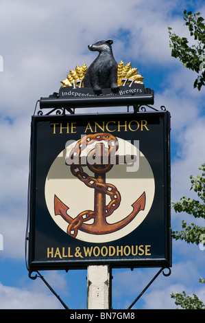 Sign for The Anchor, Pyrford. A Hall & Woodhouse pub and restaurant ...