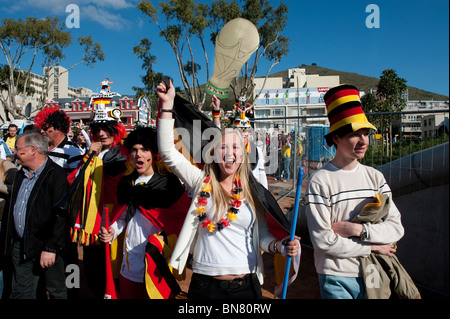 South Africa fans cheer on their team during the World Cup Group A ...