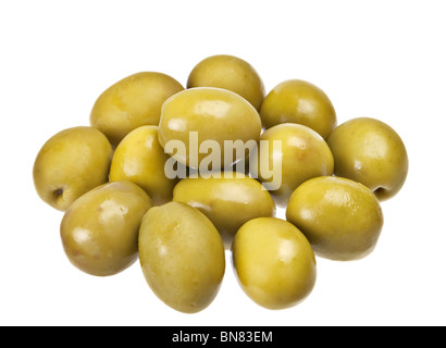 Green olive vegetable closeup on white background Stock Photo - Alamy