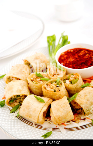 Chinese Spring Roll with Schezwan Sauce Stock Photo - Alamy