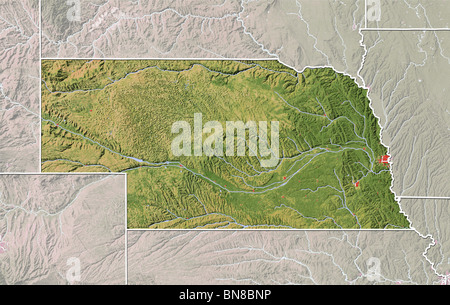 Physical map of Nebraska Stock Photo - Alamy