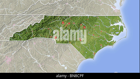 Physical map of North Carolina Stock Photo - Alamy