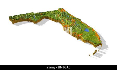 Florida, shaded relief map Stock Photo - Alamy