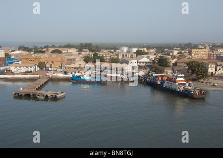 Africa, Gambia. Capital city of Banjul. Port area of Banjul. Over ...