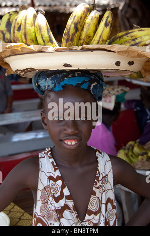 Gambia Banjul city Downtown Albert market Africa town overview high ...