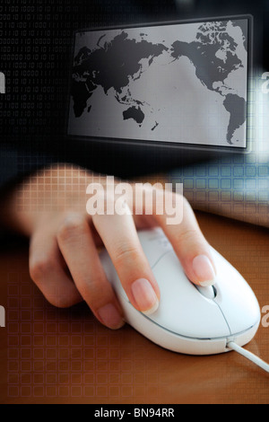 Computer mouse. World map background Stock Photo - Alamy
