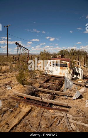 Ruined shack house in the Mojave desert near Kelso in California USA ...