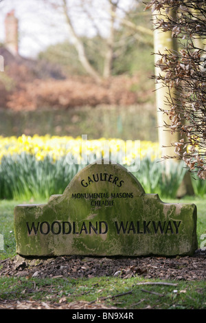 Walkden Gardens, Sale, England. Walkden Gardens woodland walkway sign ...