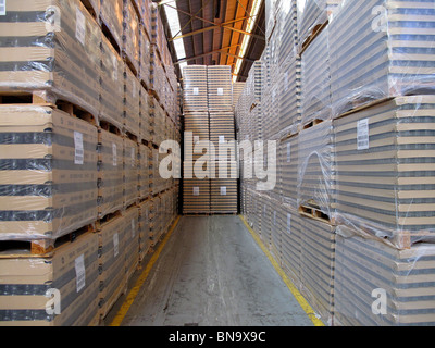 A warehouse full of glass products palletized ready for shipping Stock ...
