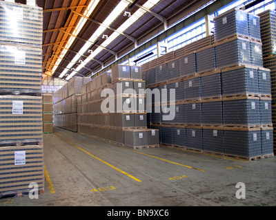 A warehouse full of glass products palletized ready for shipping Stock ...