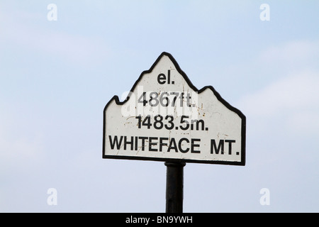 Whiteface Mountain elevation sign Stock Photo - Alamy
