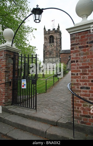 The tower of All Saints Church, Church Lawton, Cheshire, England, UK ...
