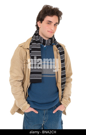 Young handsome man wearing white t-shirt over isolated background ...