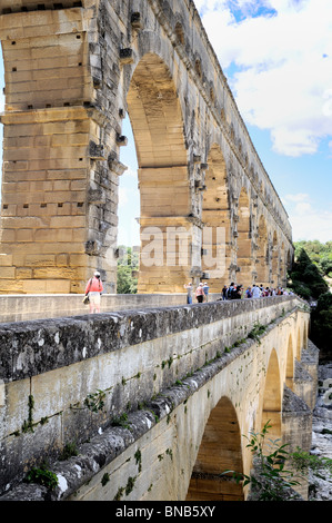 Pont du gard, a famous old acqueduct bridge close to Nimes in France ...