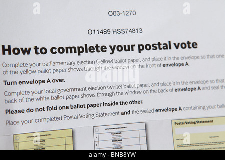 Postal Ballot Paper for General Election in the UK on Thursday 8th ...