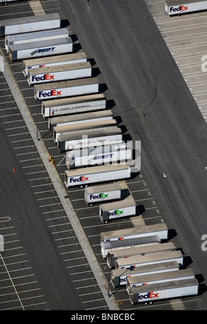 aerial view above FedEx trailers Hayward California Stock Photo - Alamy