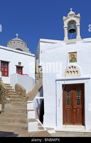 Greece, Cyclades islands, Tinos, Kechrovouniou Monastery Stock Photo ...