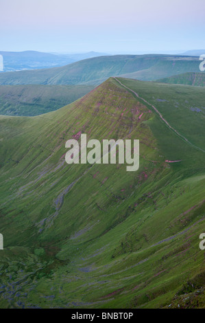 Cribyn and mountain landscape viewed from Pen Y Fan, Brecon Beacons ...