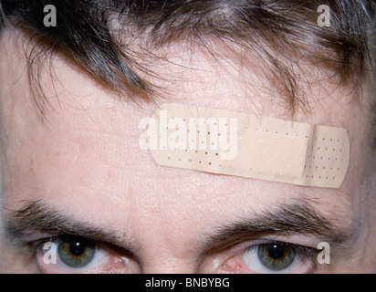 Boy, forehead, plaster, close up, person, child, injury, sore supply ...
