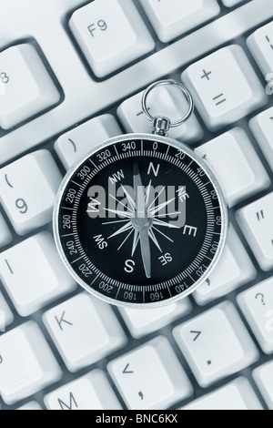 Computer Keyboard and Compass, internet concept Stock Photo - Alamy