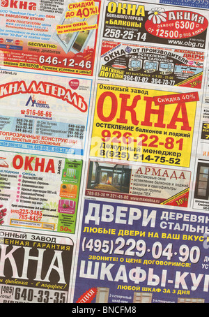 Russian business ads in free newspaper (vertical series in high ...