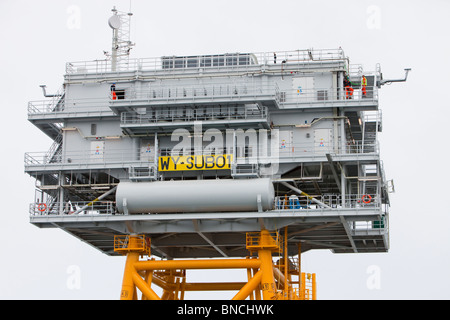 The transformer substation at the Walney offshore wind farm Stock Photo ...