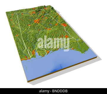 Alabama, shaded relief map Stock Photo - Alamy