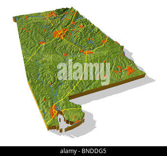 Alabama, shaded relief map Stock Photo - Alamy
