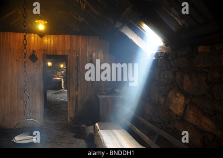 The Arnol Black House Interior, Isle of Lewis, Outer Hebrides, Western Isles, Scotland. SCO 6256 ...