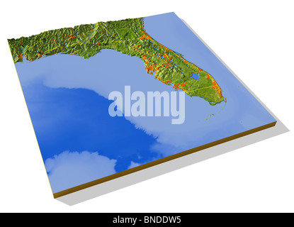 Florida, shaded relief map Stock Photo - Alamy
