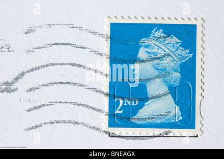 UK Royal Mail 2nd class Mailmark franked envelope isolated on a white ...
