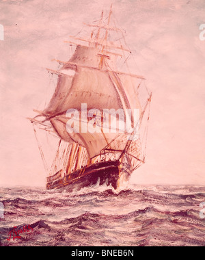 19th century sail ship from the Tall Ship's Race in Antwerp at night ...