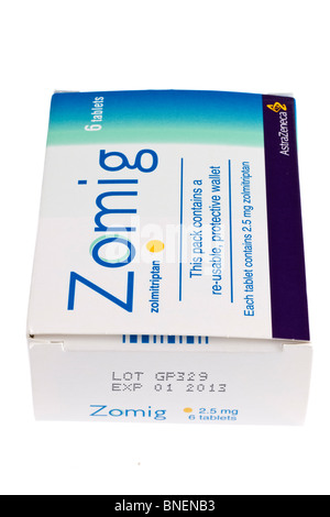 Box of Zomig 6 tablets with Zolmitriptan Stock Photo - Alamy